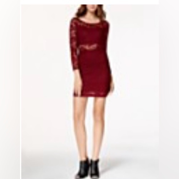 Material Girl | Dresses | Material Girl Burgundy Lace Bodycon Mini ...
